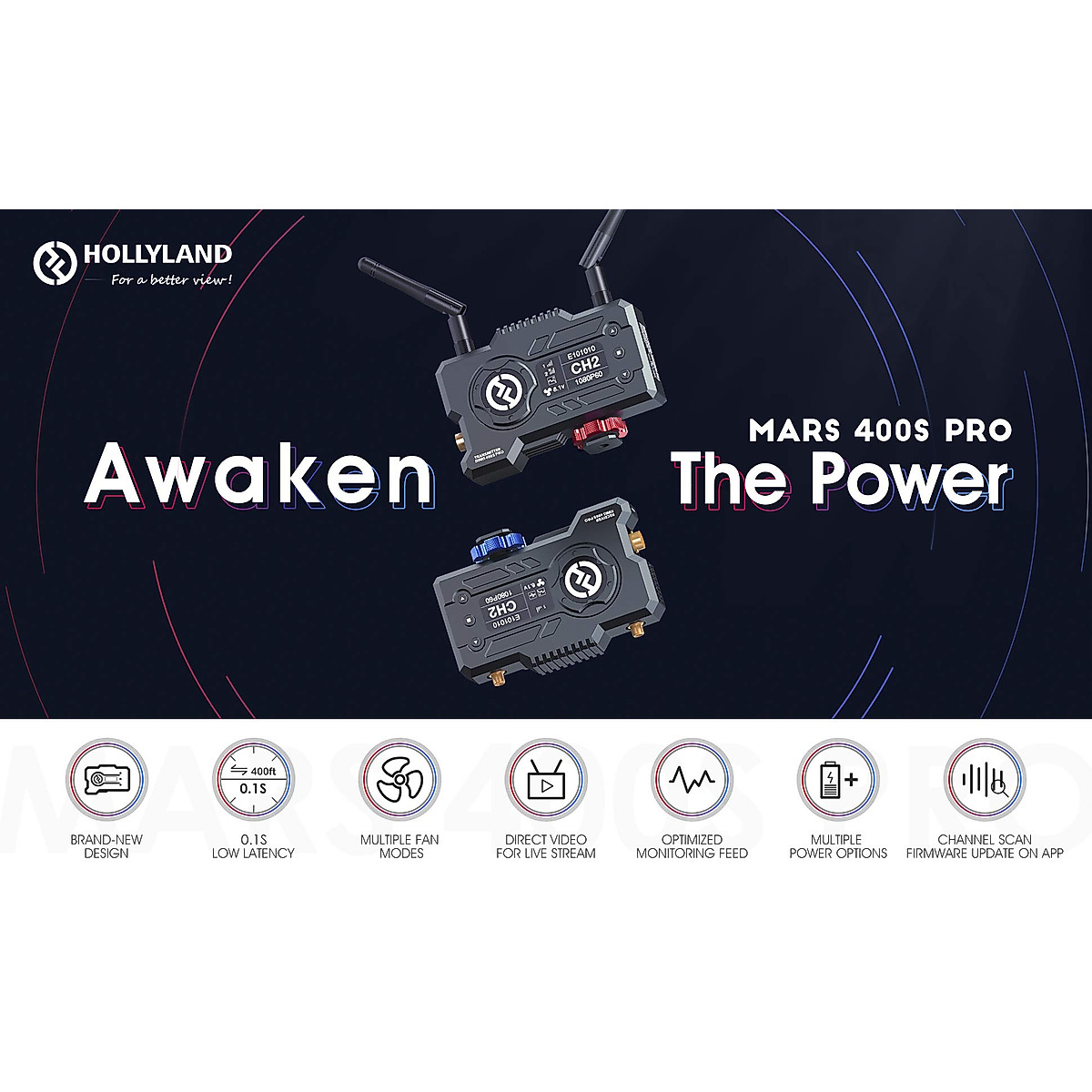Hollyland Mars 400S PRO [Official] Wireless Single Receiver, Support SDI & HDMI Output at The Same Time, Compatible with Hollyland Mars M1 Wireless Video Monitor (Single Receiver)