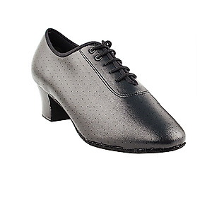 Very Fine Dance Shoes - Ladies Practice, Cuban Low Heel, Waltz Ballroom Dance Shoes - C2001-1.6-inch Heel and Foldable Brush Bundle - Black Leather - 8.5