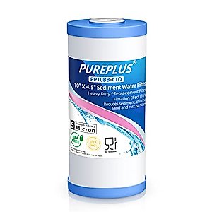 PUREPLUS 10"×4.5" Whole House Sediment and Activated Carbon Block (CTO) Water Filter, Replacement for GE FXHTC, GXWH40L, GXWH35F, GNWH38S, Culligan RFC-BBSA, WRC25HD, PP10BB-CC, Pentek RFC-BB, 1Pack