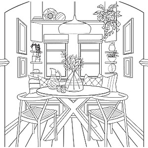Dream Home: Modern Farmhouse: An Interior Design Coloring Book