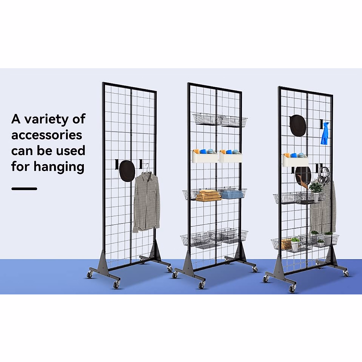 Blasinc Gridwall Panel Display Stand 2' x 5.5' Ft Heavy Movable Floorstanding Detachable Girdwall for Easy Transport, Standing Grid Towe Display Rack for Retail and Craft FairGrid Wall Panels