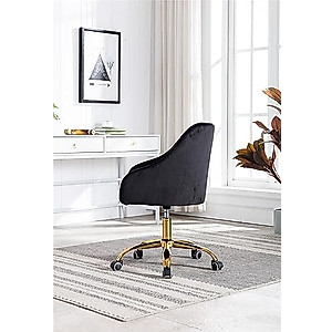 TRIPLE TREE Office Desk Chair with Wheels, Modern Swivel Shell Chair with Tufted Wide Back, Comfortable Adjustable Swivel Computer Task Chairs for Home,Office, Make Up, Bedroom, Small Space, Black…