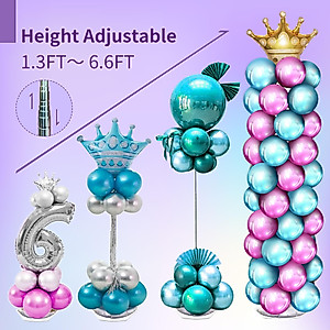 Balloon Column Kit Set Of 2, Balloon Stand for Floor with Base and Metal Telescopic Pillar（6.6ft Adjustable Height）for Birthday,Graduation,Baby Shower, Wedding Party Decoration