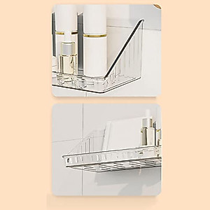 Bothyi Acrylic Bathroom Shelf, Wall Mounted Shower Shelf, Wall Shower Caddy Shelf, No Drilling, Clear L