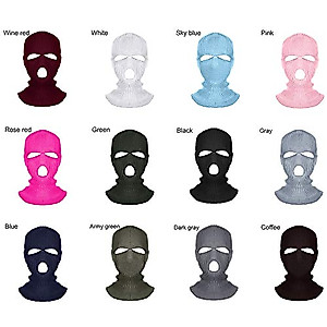 3 Colors New 3 Hole Full Face Cover Helmet Warm Soft Motorcycle Helmet Winter Knit Hat Ski Neck Gaiter Army Tactical Neck Gaiter Full Face Cap,Set2