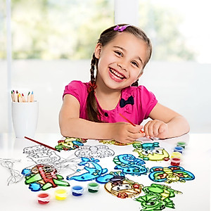 VKPI Large Suncatchers Activity, Paint Your Own Window Art Kit, Birthday Gift Party Favors for Children, Fun Arts and Craft Kits for Kids Ages 4-8 8-12