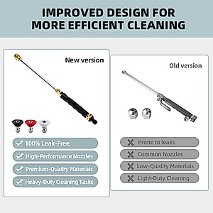 Hamirah Jet Nozzle High Pressure Hose Nozzle, Hydro Jet Heavy Duty Nozzle Sprayer With 3 Different Nozzles, 3-In-1 High Pressure Wand, Hose Quick Connectors For Patio Car Pet Window Washing