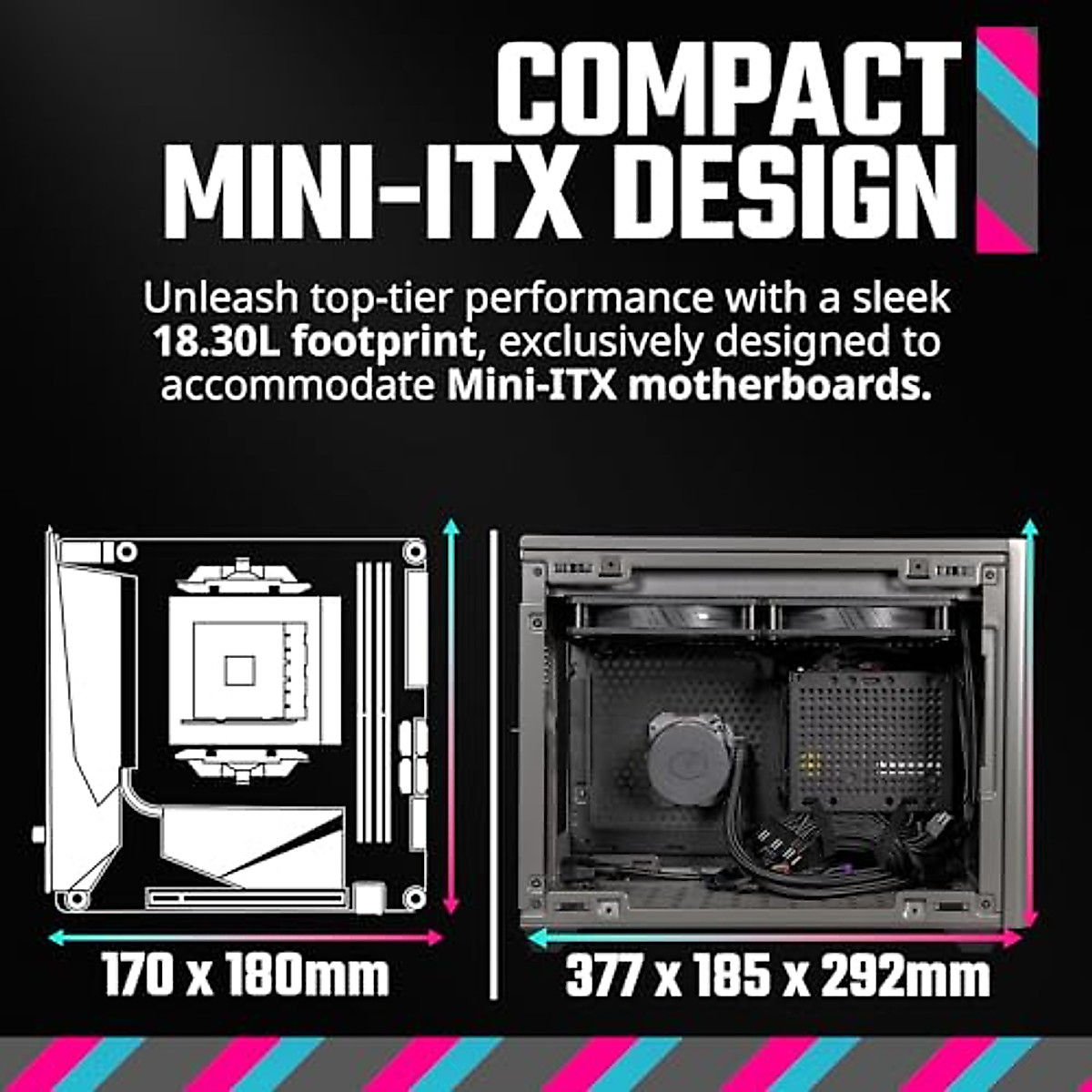 Cooler Master NR200P MAX Mini-ITX Case with 280mm AIO, 850W SFX PSU, Vertical GPU Mount, PCIe Gen4 Riser, Glass or Vented Panel