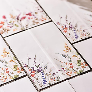 Puremigo 50 Pack Wildflower Printed Pre-Folded Vellum Jackets for 5x7 Invitations - 115GSM Vellum Paper 5x7 Jackets - Vellum Wedding Invitations Wraps - Transparent Wedding Invitations Jacket