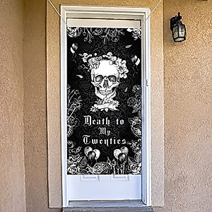 Death to My Twenties Decorations Rip to My 20s Door Cover 30th Birthday Party Backdrop Skull Door Banner for Death to My 20s Party Supplies Background Photo Props