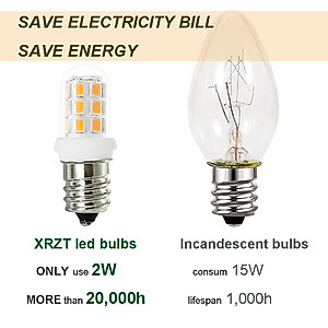 XRZT Salt Lamp Bulbs E12 Led 15W Candelabra C7 Replacement Bulbs for Chandelier Lights, Night Light Bulbs, Warm White 3000K 5-Pack