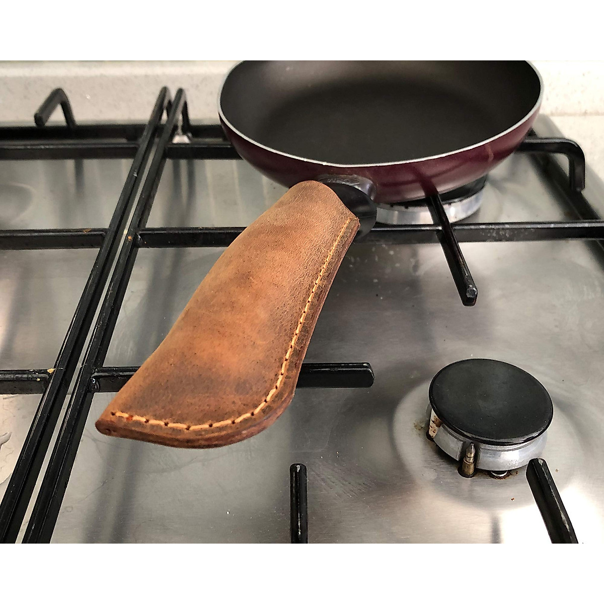 Personalized Leather Pot Handle Cover - Leather Hot Handle Holder - 100% Genuine Leather Potholder - Personalized Pot Holder - Leather Potholder - Cast Iron Handle Cover - Custom Skillet Handle Cover