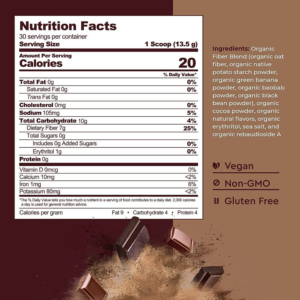 Boost Biome Fiber Supplement Organic Super Greens Powder – Supports Bloating Relief, Gut Health, Leaky Gut with Resistant Starch Powder - Green Banana Flour, Oat, Black Bean (30 Days, Chocolate)