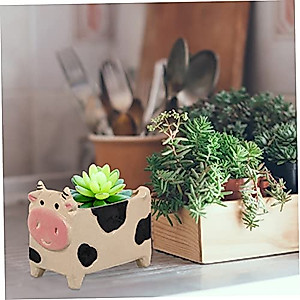 HANABASS 2pcs Decoration Animal Garden Pots Planters Zodiac Bonsai Lovely Indoor Plants Flower Cactus Gift Container Ox Center Plant Succulent Office Pot Cow Ceramic Home Year Cows Balcony