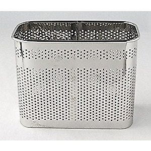 Kitchen Utensils Chopsticks Holder Drying Rack Basket with Hooks 2 Divided Compartments Quality Stainless Steel Large L5.4 X H4.3 X W2.6