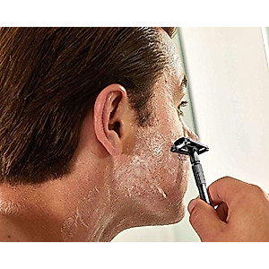 50 BLADES + Facón Classic Long Handle Double Edge Safety Razor - Platinum Japanese Stainless Steel Blades - Butterfly Open Shaving Razor for Smooth Wet Shaving Experience - 200+ Shaves