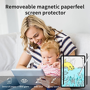 Softamm Paperfeel Magnetic Screen Protector for iPad Pro 12.9 Inch (2022/2021/2020/2018), Matte PET Film for Drawing & Writing Feel Like on Paper(Thin/Responsive/Detachable/Reusable)