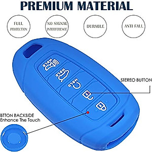 Lcyam Key Fob Cover Silicone Case Remote Holder Compatible with 2020-2023 Hyundai Palisade Elantra Keyless Push Start 5 Button (Black Red)