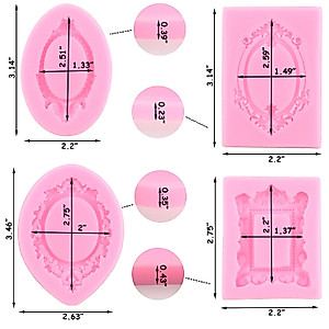 ZiXiang Photo Frame Silicone Molds Baroque Style Picture Frames Fondant Mold For Cupcake Topper Cake Decoration Chocolate Candy Polymer Clay Gum Paste Set Of 4