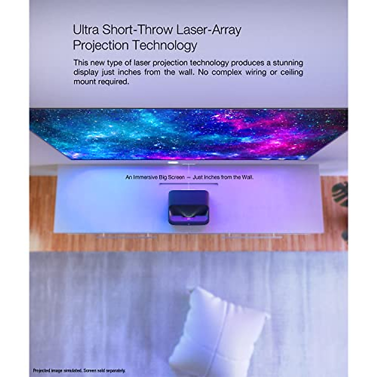 Epson EpiqVision Ultra Short Throw LS300 3LCD Smart Laser Projector, 3600 Lumens Color & White Brightness, HDR, Android TV, Yamaha Speakers, Bluetooth, Sports, Gaming, Movies - Black (Renewed)