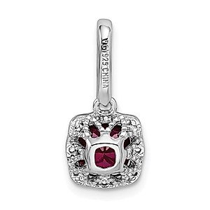 Sterling Silver Rhodium-plated Lab Created Red Corundum and White CZ Pendant QQP5180