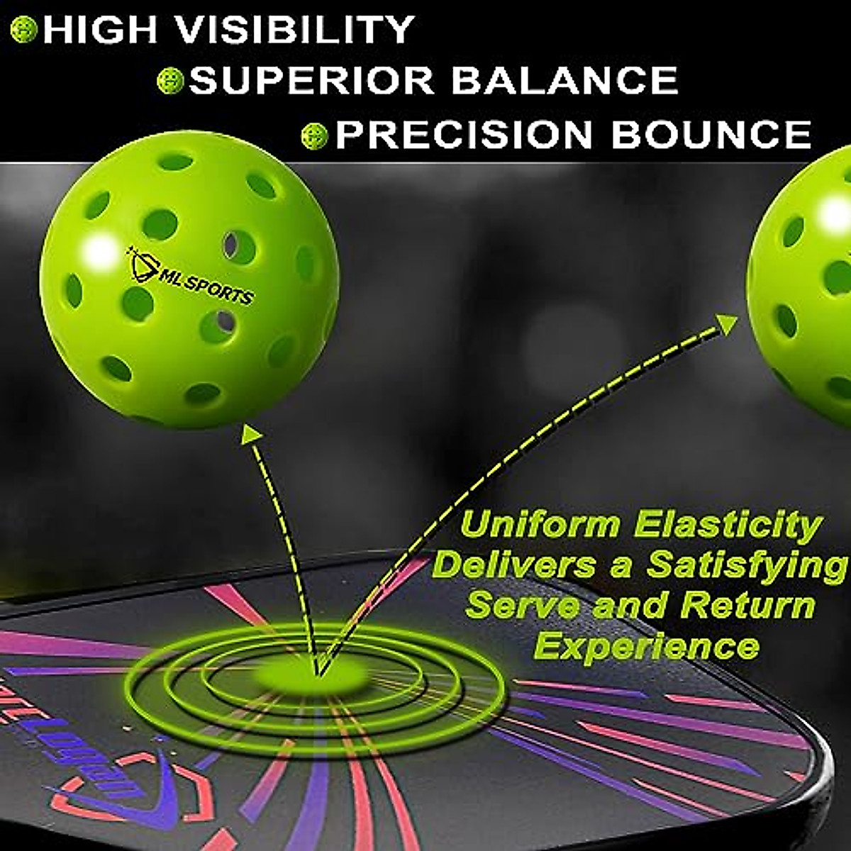 Marc Logan Sports Outdoor Pickleball Balls - Durable & High Performance Pickleball Outdoor Balls | Perfect Pickleball Trainer or Pickleball Gifts for Every Player in-Between | Pickle Ball Sports Balls