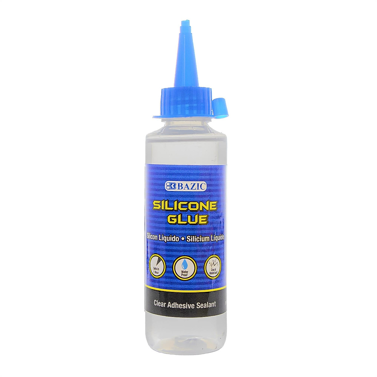 BAZIC Silicone Glue 3.38 Oz. (100 mL), Waterproof Crack Resistant, Quick Repair for Glass Window Plastic Kitchen, 1-Pack