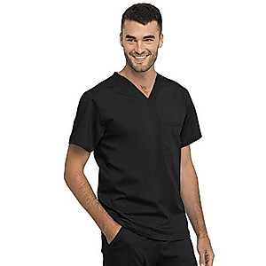 Cherokee Men & Women Scrubs Top Workwear Revolution 1 Pocket Tuckable V-Neck WW625, XL, Black