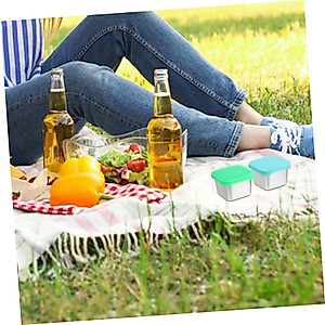 BIUDECO Family Dinner Picnic Essential 4pcs Stainless Steel Salad Dressing Boxes Leakproof Condiment Containers with Silicone Seal for Travel