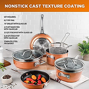 Gotham Steel Stackmaster Pots & Pans Set – Stackable 10 Piece Cookware Set Saves 30% Space, Ultra Nonstick Cast Texture Coating, Includes Fry Pans,, Saucepans, Stock Pots and More – Dishwasher Safe