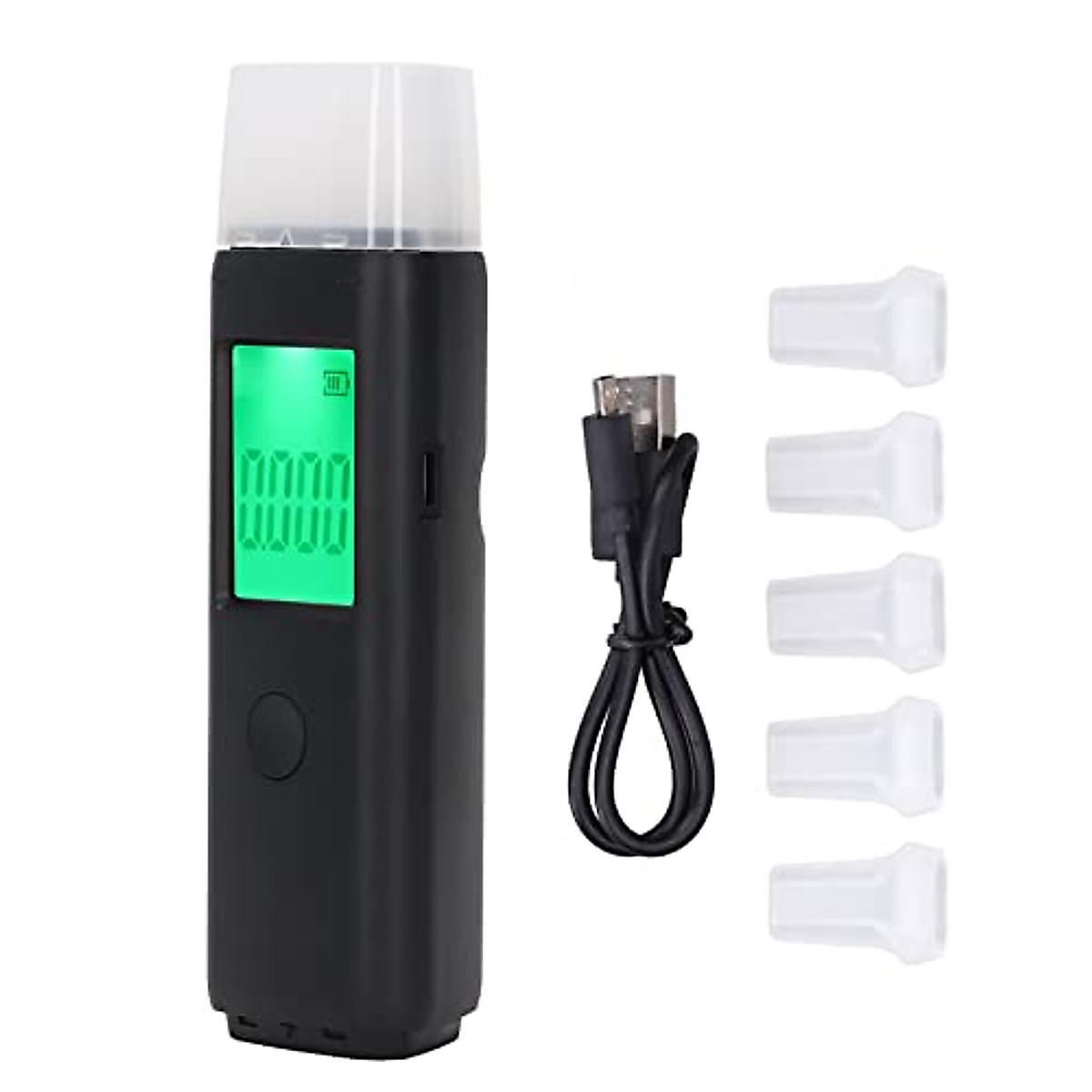 Alcohol Breathalyzer, Portable Breath Alcohol Tester with 5 Blowpipes and USB Cable, 0.000 to 0.190 BAC High Sensitivity Handheld Breath Alcohol Tester