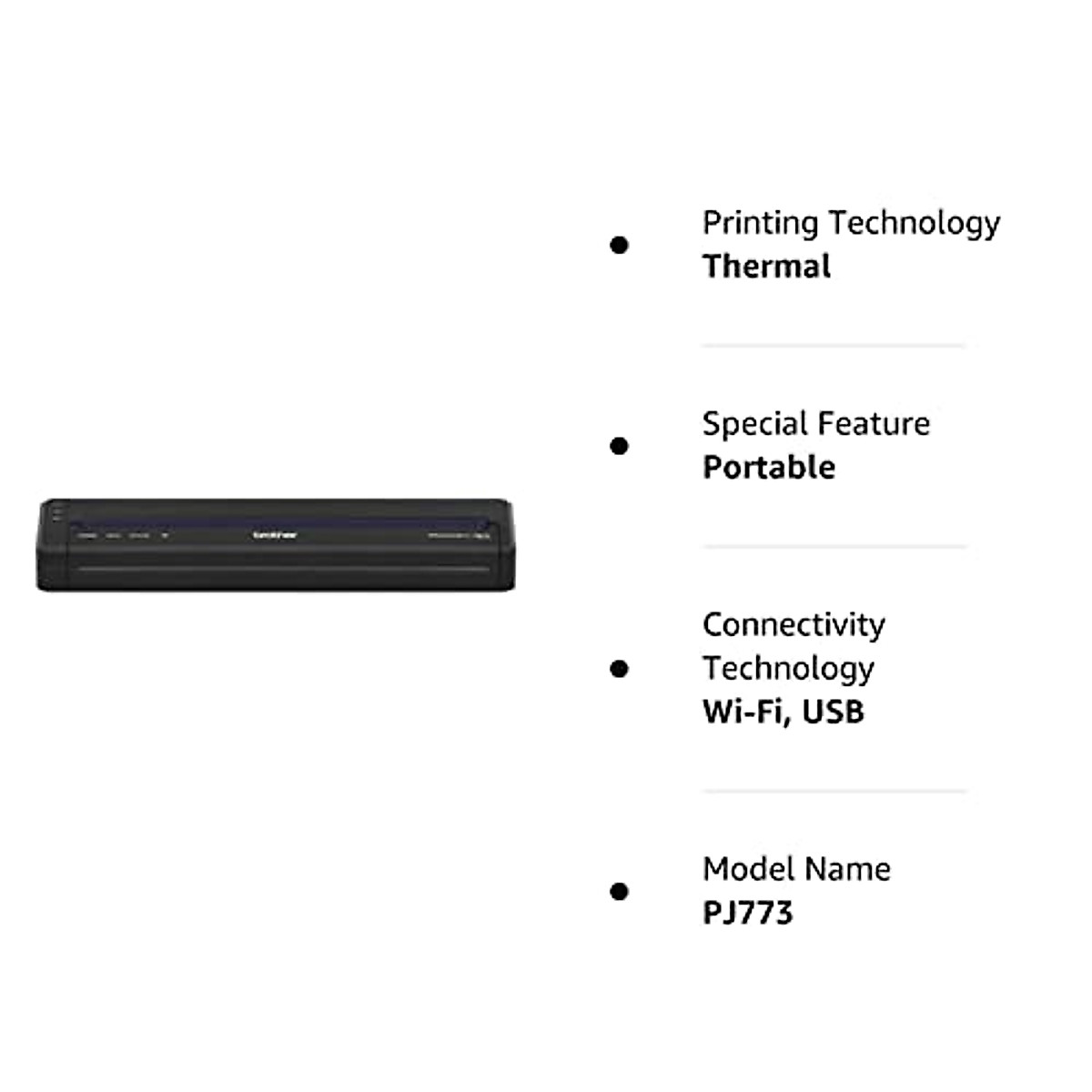 Brother PocketJet PJ773 Direct Thermal Printer - Monochrome - Portable - Plain Paper Print