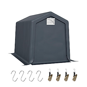 GREEN PARTY Storage Shelter Shed, 6x10 ft Portable Shed Outdoor Carport with Roll-up Zipper Door & Vents, Outdoor Storage Shed Portable Garage for Motorcycle, Bike, Waterproof & UV Protected, Gray