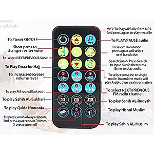 Hitopin Digital Quran Speaker FM Radio Silver Color with Remote Control Over 18Reciters and15 Translations Available Quality Qur'an Player Arabic English French, Urdu etc Mp3