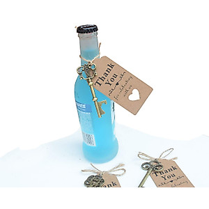 50 Pcs Bronze Skeleton Key Beer Bottle Opener With 100 Pcs Thank You Card and 98 Feet Hemp Rope for Wedding Party Favors (50pcs Bronze)