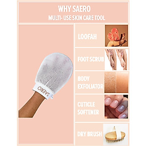 SAERO Exfoliating Glove (2pcs) - 100% Vegan Viscose Body Scrub Glove – Traditional Kessa Korean Washcloth – Ideal for Self-Tan Removal & Keratosis Pilaris Treatment