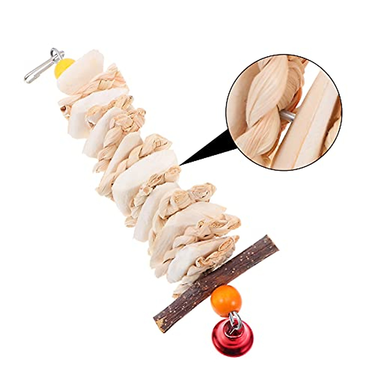 balacoo Bird Cuttlebone Cuttlefish Bones with Bell Beak Stone Parrot Beak Grinder Desalting Toy Cuddle Bone Pet Training Calcium Chew Molar Toy Hanging 25CM
