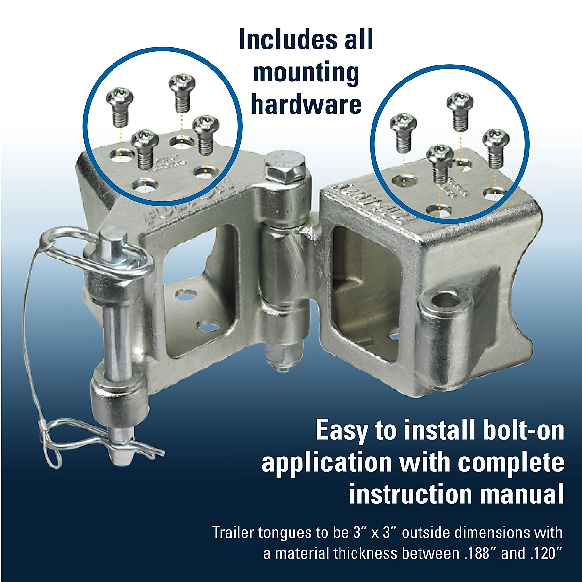 Fulton HDPB330101 Fold-Away Bolt-On Hinge Kit for 3" x 3" Trailer Beam - 5,000 lb. Weight Capacity