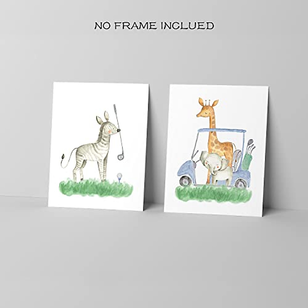 La Naranja Safari Nursery Decor Golf Wall Art Prints for Kids Cute Room Decor Aesthetic Golf Buddies Animal Pictures for Boys Room, Girls Room, Baby Shower Gifts, Set of 4, 8''x10'', UNFRAMED