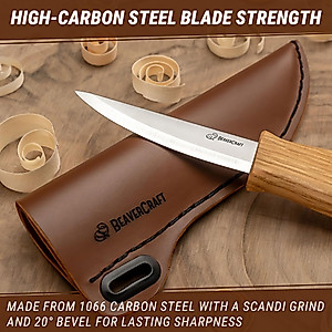 BeaverCraft Sloyd Knife C4s 3.14" Wood Carving Sloyd Knife with Leather Sheath for Whittling and Roughing for Beginners and Profi Durable High Carbon Steel - Spoon Carving Tools Thin Wood Working