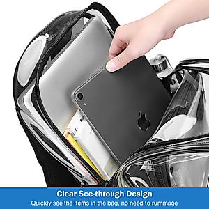 ProCase Heavy Duty Clear Backpack, See Through Backpacks Transparent Clear Large Bookbag for School Work Stadium Security Travel Sporting Events -Clear
