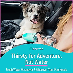 MalsiPree Dog Water Bottle, Leak Proof Portable Puppy Water Dispenser with Drinking Feeder for Pets Outdoor Walking, Hiking, Travel, Food Grade Plastic (19oz, Blue)