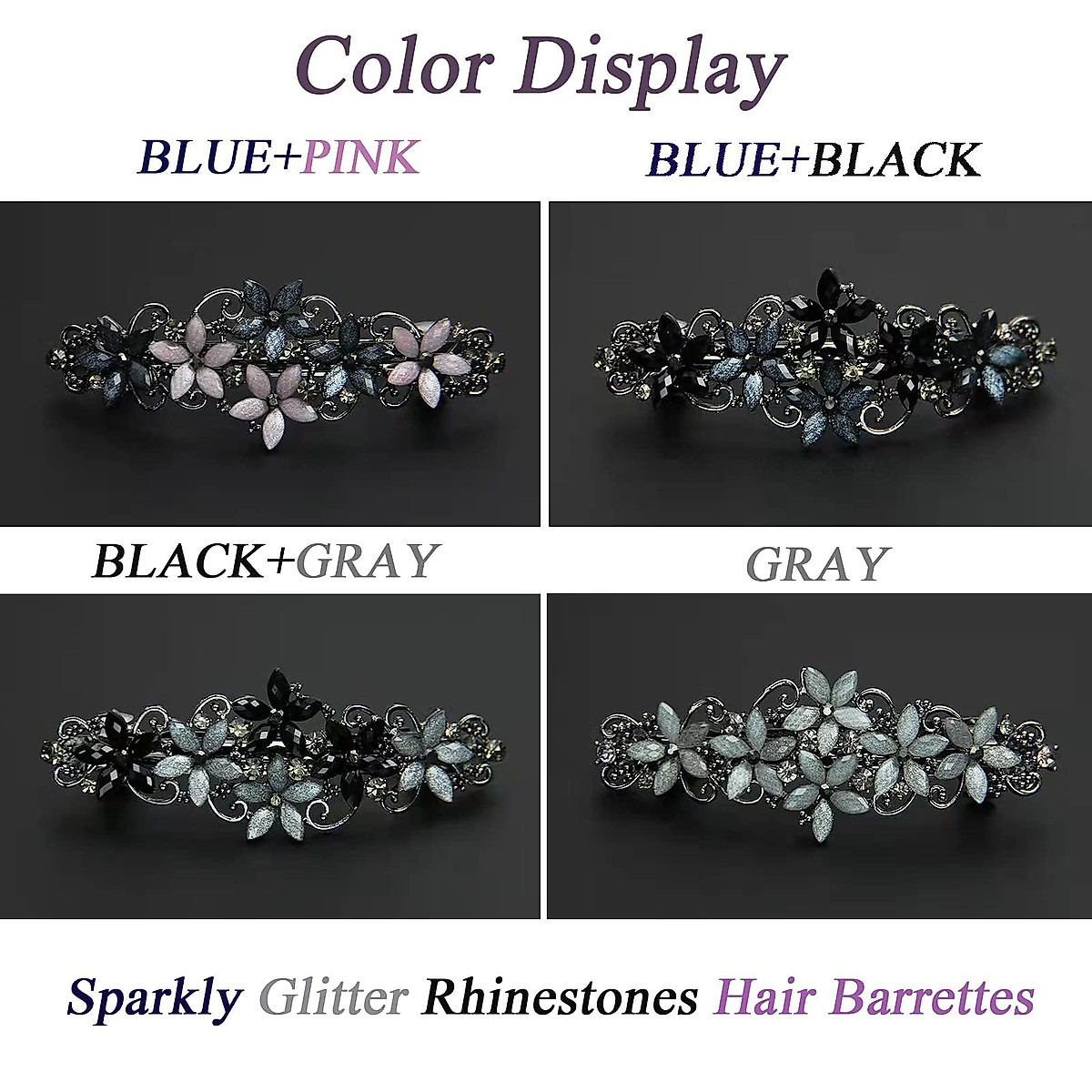 Jakeni Elegant Sparkly Glitter Rhinestones Flowers Hairpins - Vintage French Style Hair Barrettes, Clips and Accessoires for Women