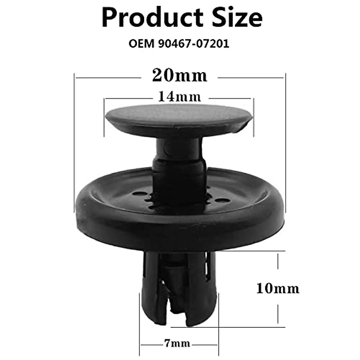 100Pcs Nylon Engine Under Cover Push-Type Retainer Clips Engine Splash Shield Fender Liner Trunk Lid Trim with Bonus Fastener Remover Compatible with Toyota Lexus 90467-07201