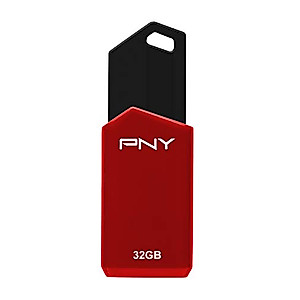PNY Retract USB 2.0 Flash Drive, 32GB, Gray, Blue, or Red - Color May Vary (P-FD32GRTCG-GE) grey