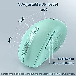 WisFox Bluetooth Mouse, Silent Wireless Mouse Come with 2 Modes (Bluetooth 3.0/5.0 + USB), Multi-Device Portable Cordless Mouse for Laptop, iPad, MacOS, PC, Windows, Android (Mint Green)