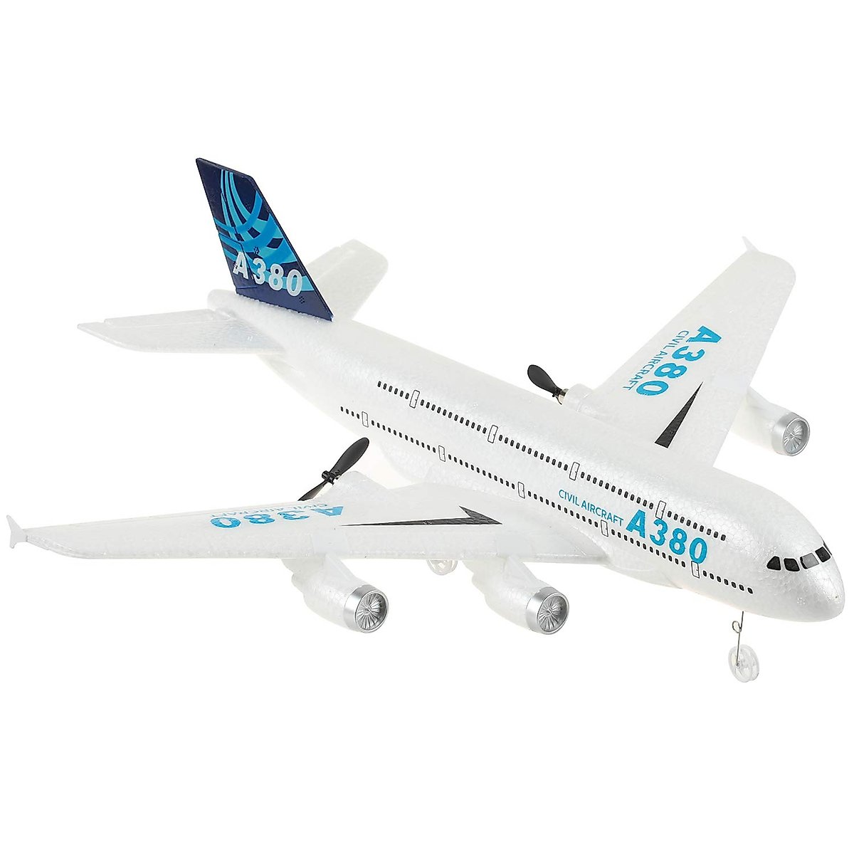 PLRB TOYS RC Plane Remote Control Airplane RC Plane,2.4Ghz DIY 2 Channels Radio Control Airplane Built in 6-Axis Gyro, A380 RC Aircraft EPP Foam Glider for Beginner (Two Batteries)