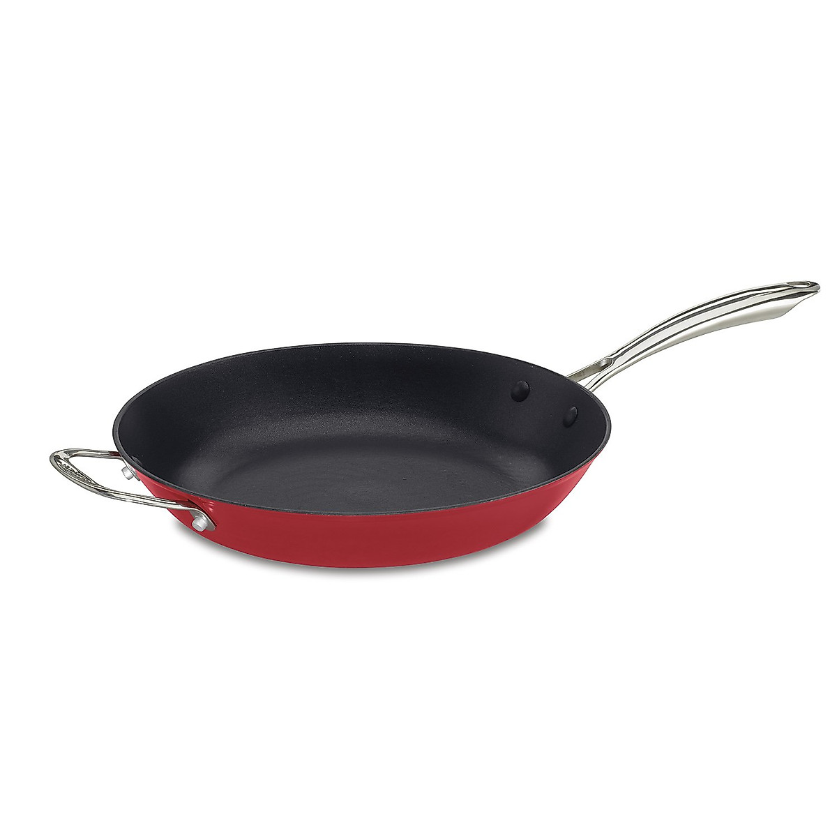 Cuisinart CastLite Non-Stick Cast Iron Fry Pan with Helper, 12-Inch, Red