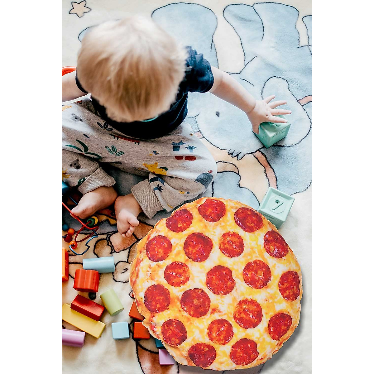 Maozcq Pizza Shaped Pillow Funny 3D Giant Round Food Plush Stuffed Pillow Novelty Throw Cushion Stuffed Animal Toy 16"