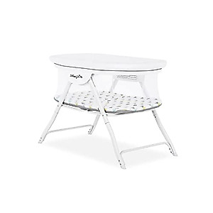 Dream On Me Poppy Traveler Portable Bassinet in White and Grey, Lightweight, Spacious and Convenient Mesh Design, JPMA Certified, Easy to Clean and Fold Baby Bassinet - Carry Bag Included